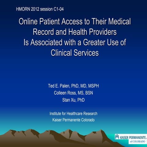 Online Patient Access to their Medical Record and Health Providers is ...