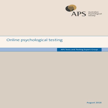 Online Psychological Testing by Australian Psychological Society (2018 ...