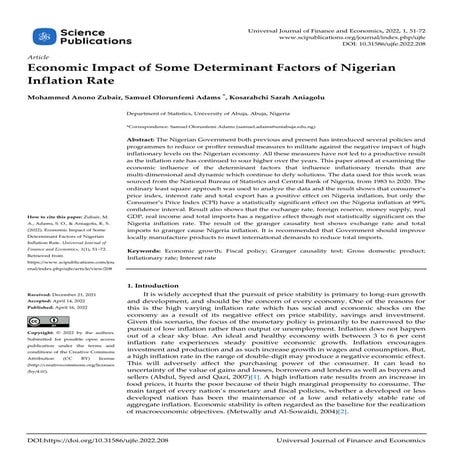Economic Impact of Some Determinant Factors of Nigerian Inflation Rate ...