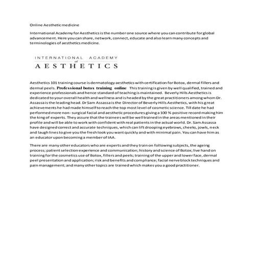 Online Aesthetic medicine | DOCX