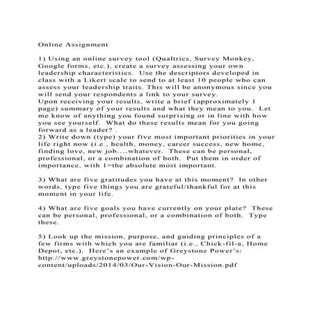 Online Assignment 1) Using an online survey tool (Qualtrics, S.docx