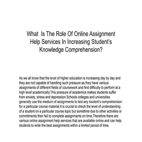 Get Online Assignment help | PPT | Homework and Study | Education