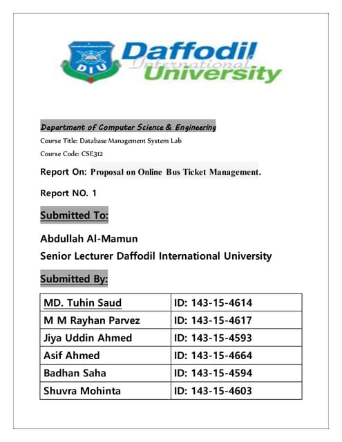 Bus Ticket Management System Documentation | DOCX