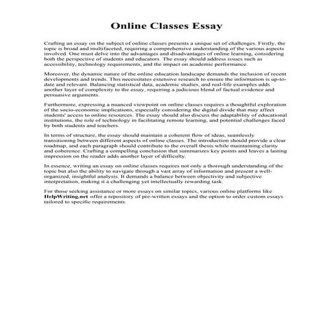 Compare And Contrast Essay Online Classes Vs Traditional | PDF