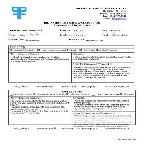 Online Class Observation Conducted on Deepak (Danny) Singh Bilingual ...