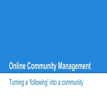 Community management generic overview | PPTX
