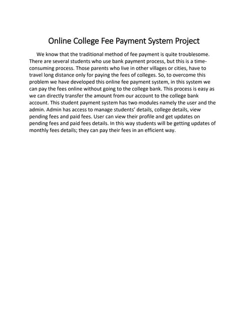 Online College Fee Payment SystemProject.pdf | College Education ...