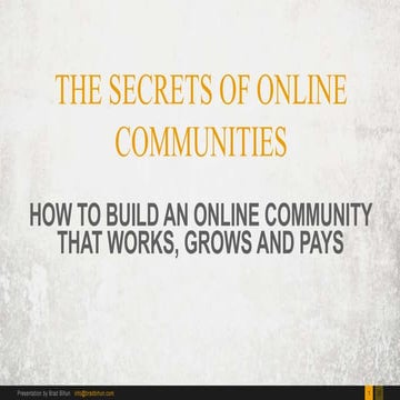 THE SECRETS OF ONLINE COMMUNITIES | PPT