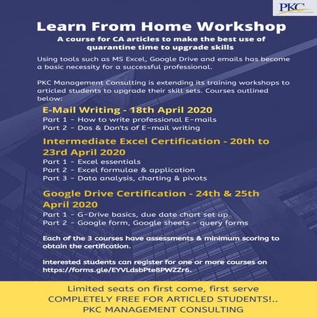 Training workshops on Excel, Google drive and Professional Email ...