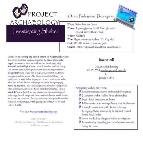 National Council for Social Studies Project Archaeology Clinic | PDF