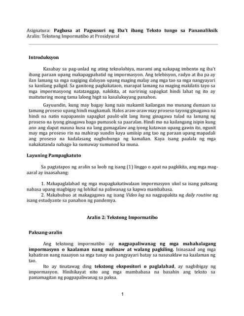 3-TEKSTONG IMPORMATIBO (Para Sa Iyong Kaalaman).pptx