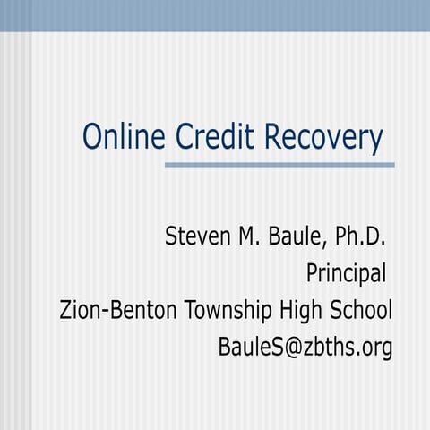 Online Credit Recovery | PPT