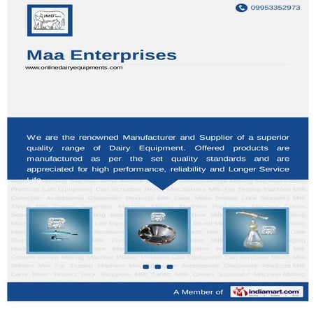 Maa Enterprises, New Delhi, Dairy Equipment | PDF