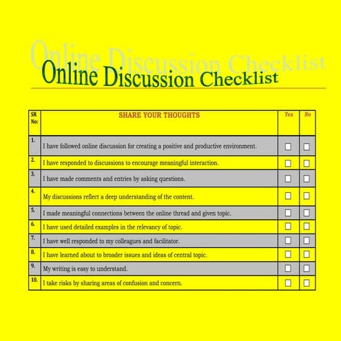 Online discussion checklist | DOCX
