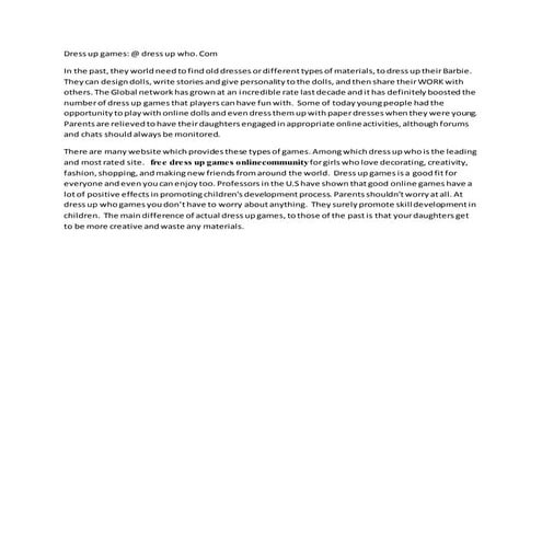 Dress up games: @ dress up who. Com | DOCX