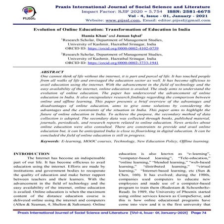 evolution of online education: transformation of education in India pdf ...