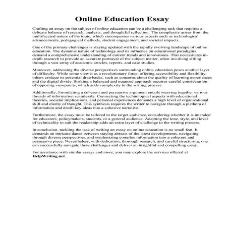 Online Education Essay | PDF