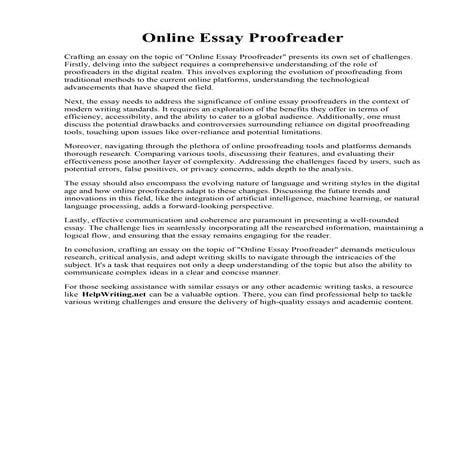 Online Essay Proofreader | PDF | Homework and Study | Education