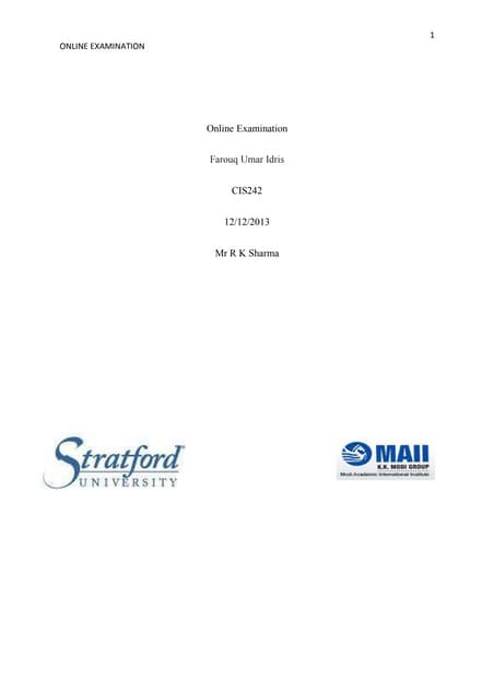 Online Examination System Project report | PDF