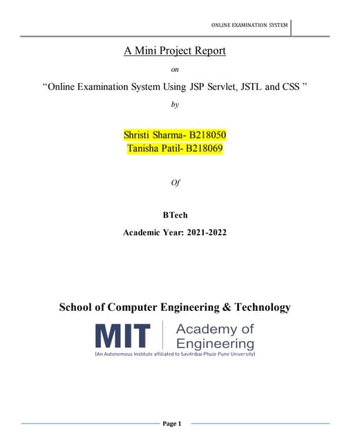 Online Quiz System Project Report | DOCX