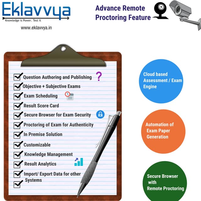 Online exam with remote proctoring feature eklavvya.in