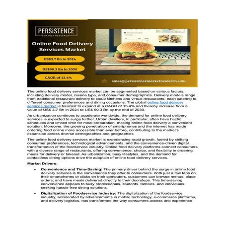 Online Food Delivery Services Market: Global Industry Overview | DOCX