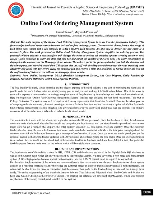 Online Food Ordering System Presentation | PPT