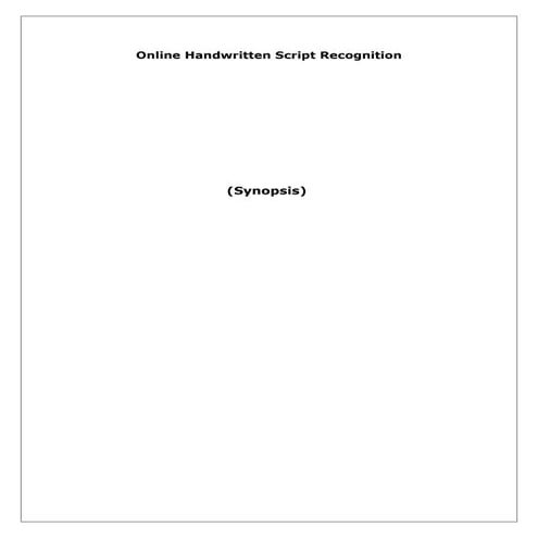 Online Handwritten Script Recognition Synopsis Doc Desktop Publishing Computer Software