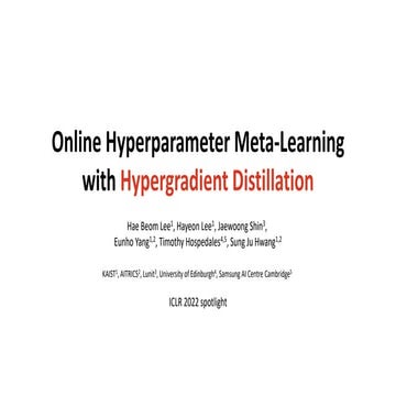 Online Hyperparameter Meta Learning With Hypergradient Distillation Ppt