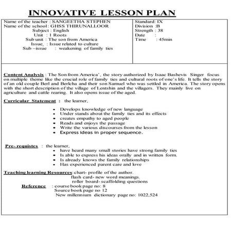 Online innovative lesson plan | PDF