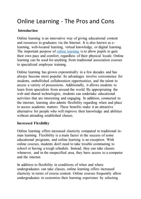 Online Learning: Meaning, Scope and Its Importance in Teaching and ...