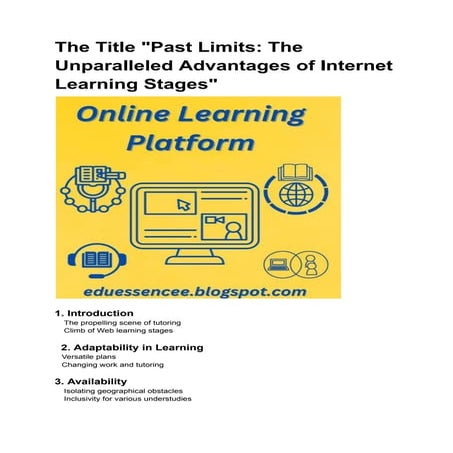Title "Beyond Boundaries: The Unmatched Benefits of Online Learning Platforms" | PDF