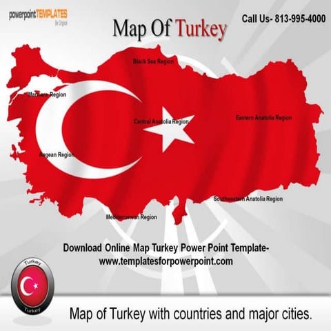 Editable Map Turkey Powerpoint Template | PPTX