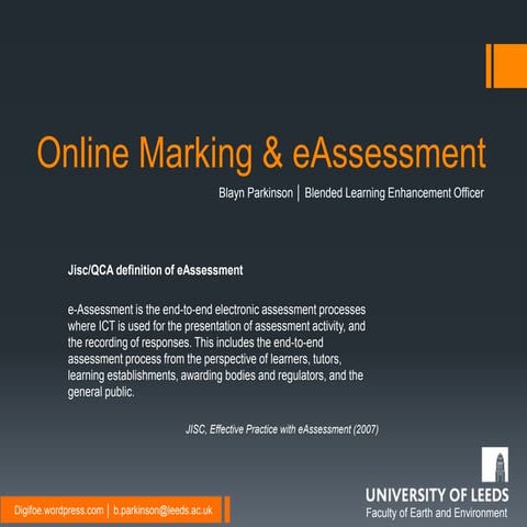 Online marking and e assessment (online) | PPTX