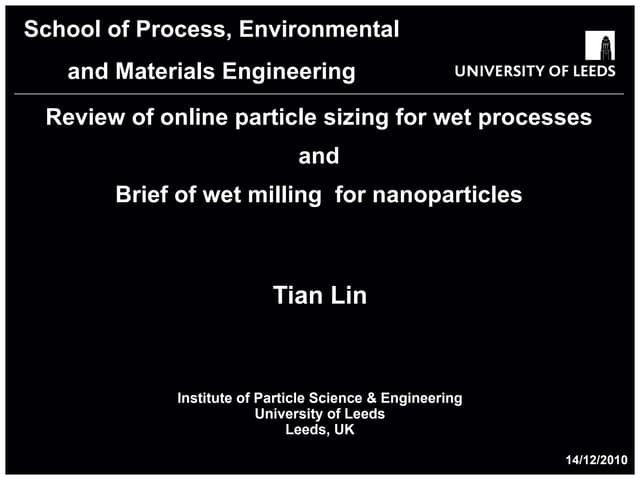 Particle Size Analysis by Laser Diffraction Method. | PPTX