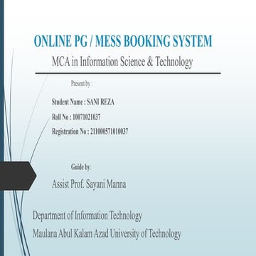 Online PG or Mess Booking System | PPTX