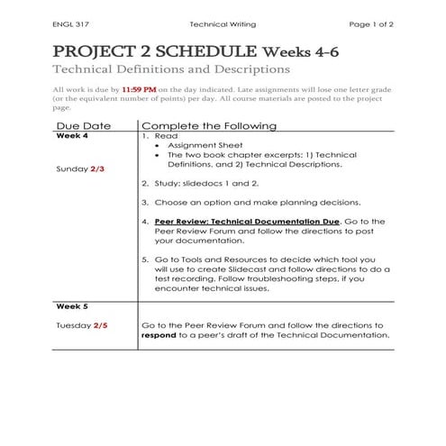 Project2 schedule engl317_fall2019_hybrid | PDF