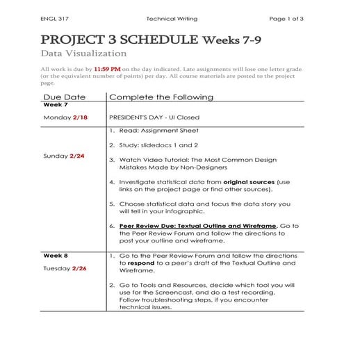 Online_Project3Schedule_Engl317_Spring2019_Dryden | PDF