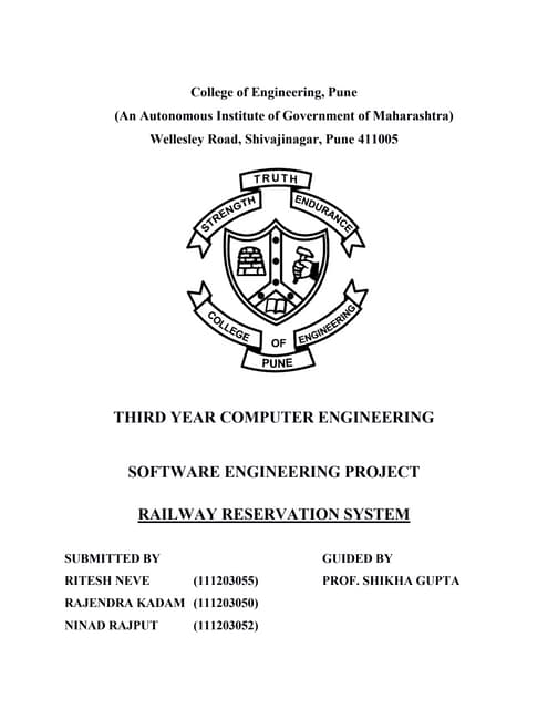 ER diagrams for Railway reservation system | DOCX | Rail Travel | Travel Type