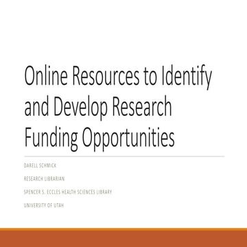 Online resources to identify and develop research funding | PPTX