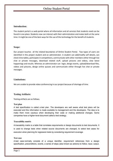 STUDENT PORTAL Analysis & Implementation | PDF