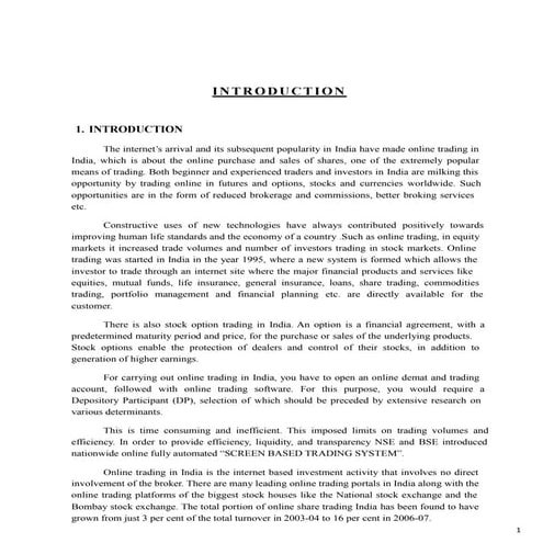 Collage report on Online trading | DOCX
