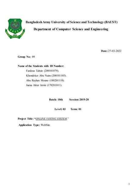 Project synopsis on online voting system | PDF