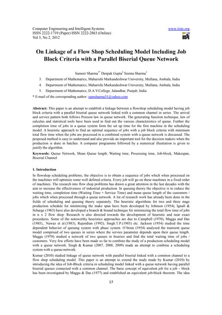 On Linkage Of A Flow Shop Scheduling Model Including Job Block Criteria With A Parallel Biserial