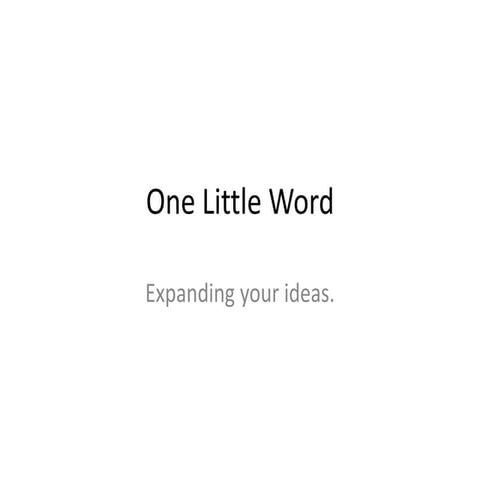 One Little Word | PPT