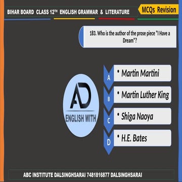 ONLY MCQ CH 4.pptx english class 12th for bihar board | PPTX