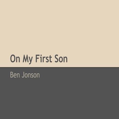 On My First Son | PDF