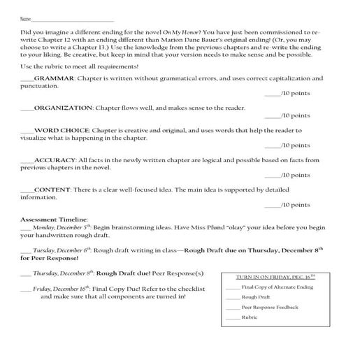 On My Honor Alternate Ending--5 Schroeder | PDF