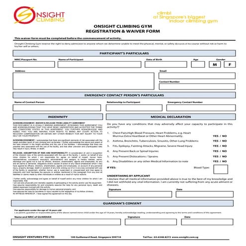 Onsight Indemnity form | PDF