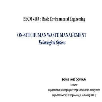 BECM 4103: Lecture 2 On site human waste management | PPTX